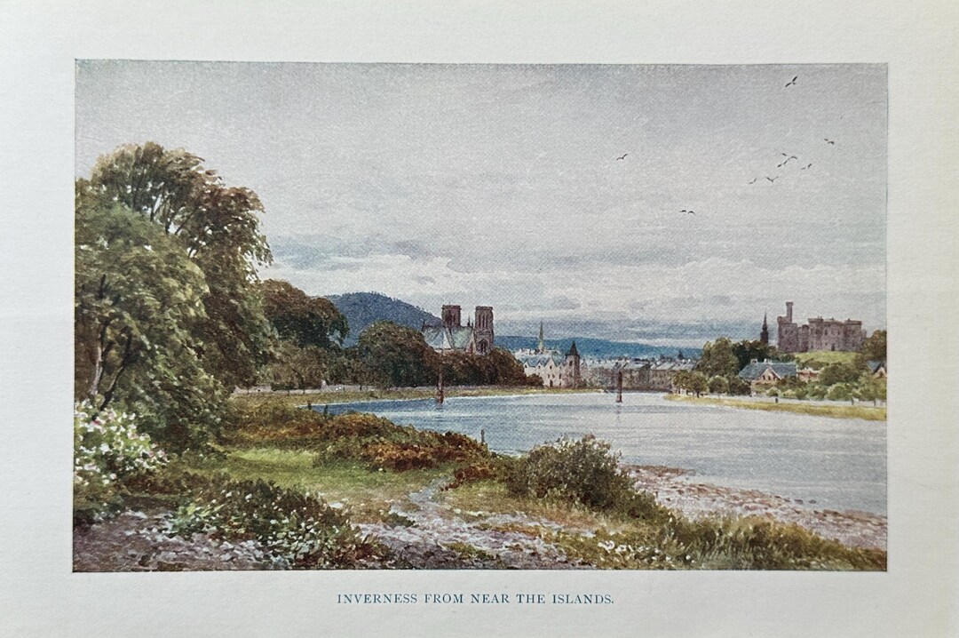 Scotland Inverness River Ness Inverness-shire Vintage Print Watercolour ...