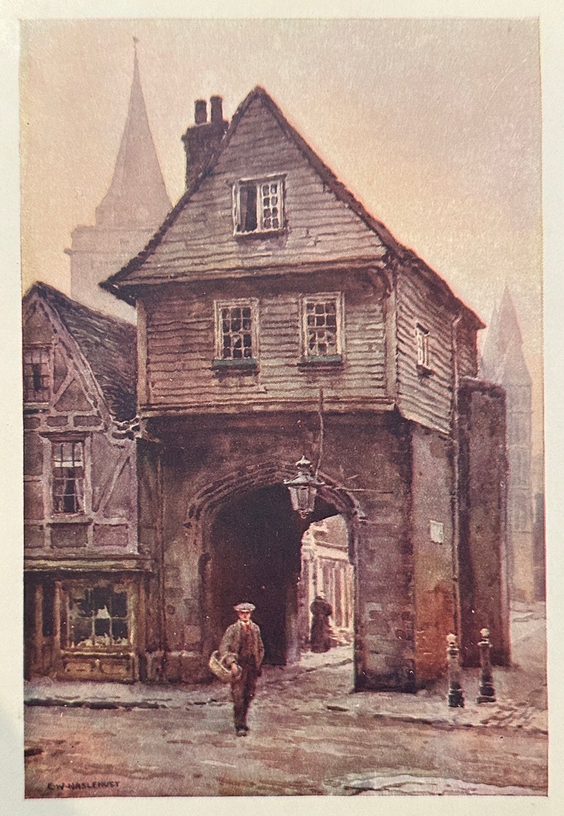 Kent Rochester Jaspers Gateway Vintage Small Print Watercolour Painting ...