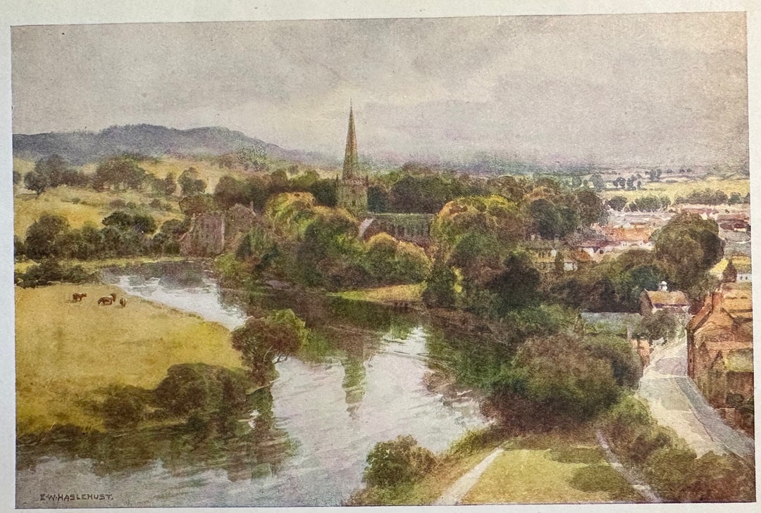 Stratford Upon Avon Memorial Theatre Vintage Small Print Watercolour ...