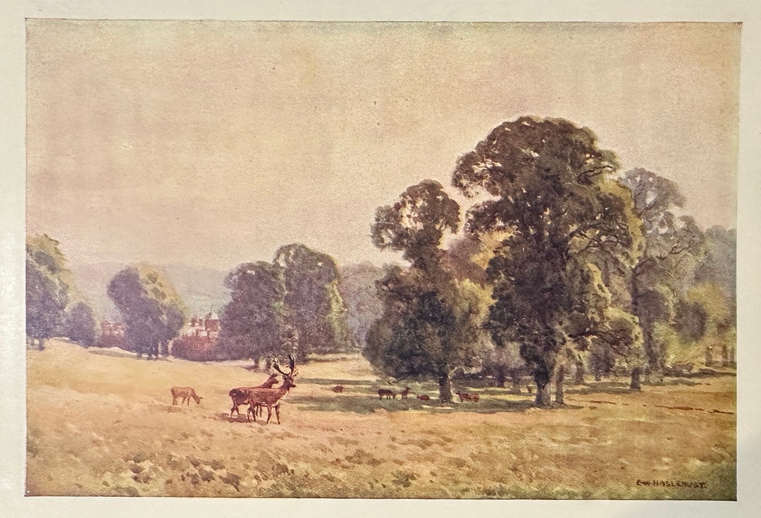 Kent Cobham Park Vintage Print Watercolour Painting Art Antique Artwork ...