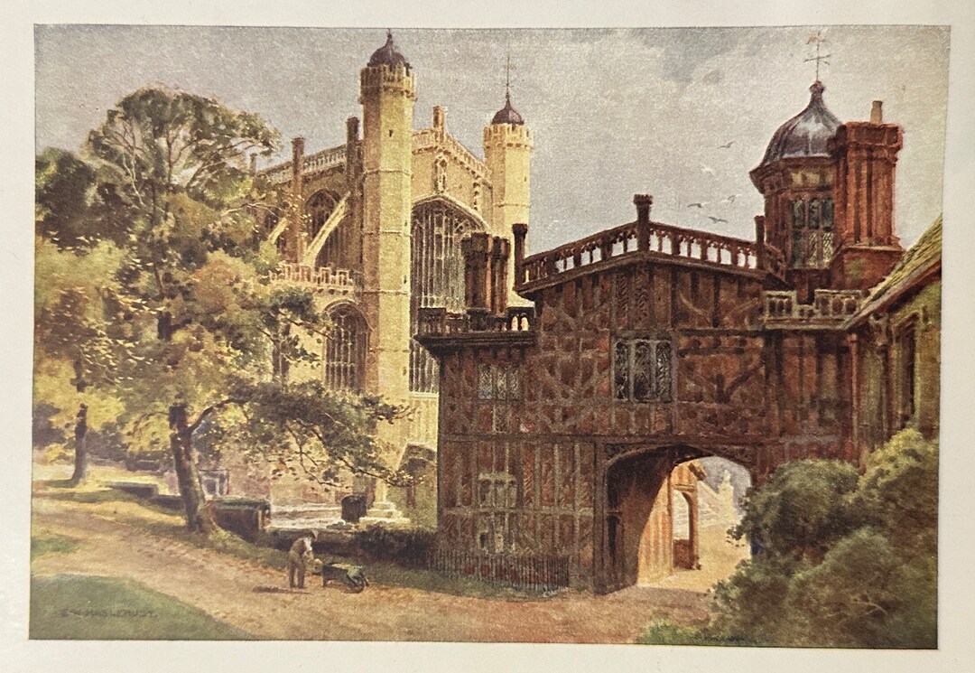 Windsor Berkshire the Horse Shoe Cloisters Vintage Small Print ...
