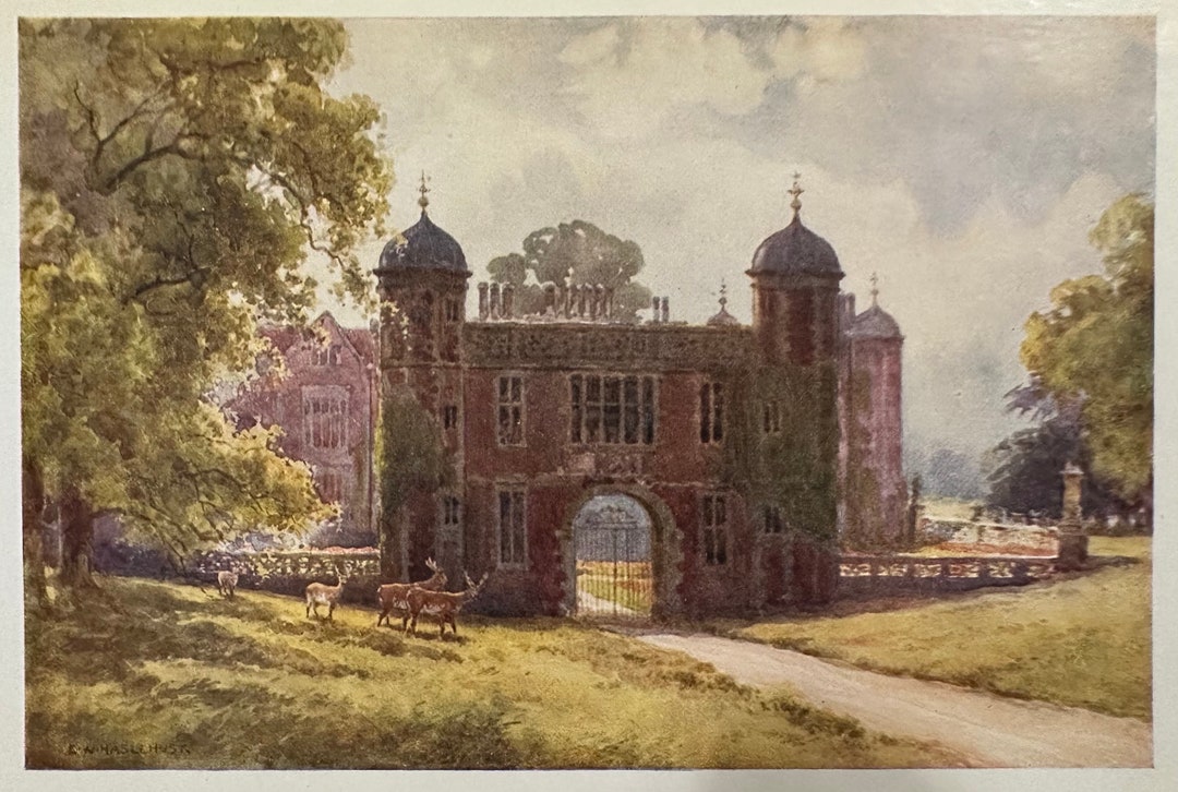 Stratford Upon Avon Charlecote House Vintage Small Print Watercolour ...