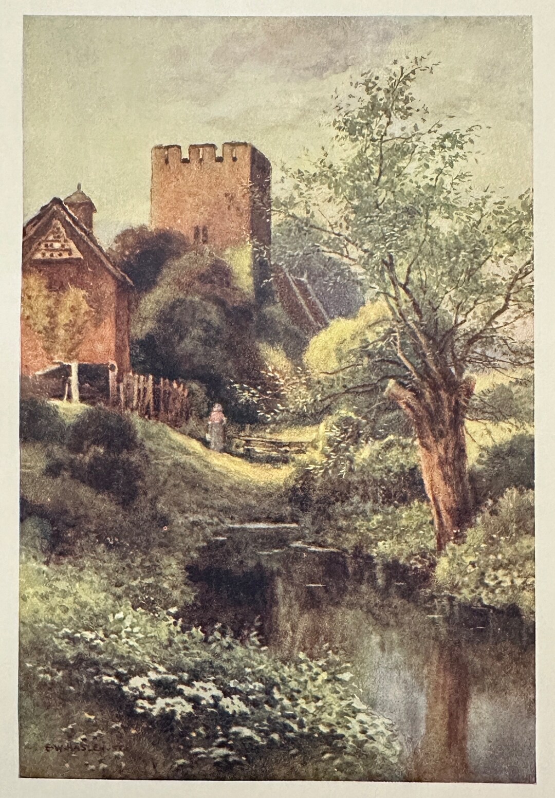 Hereford Monnington on Wye Vintage Print Watercolour Painting Wall Art ...