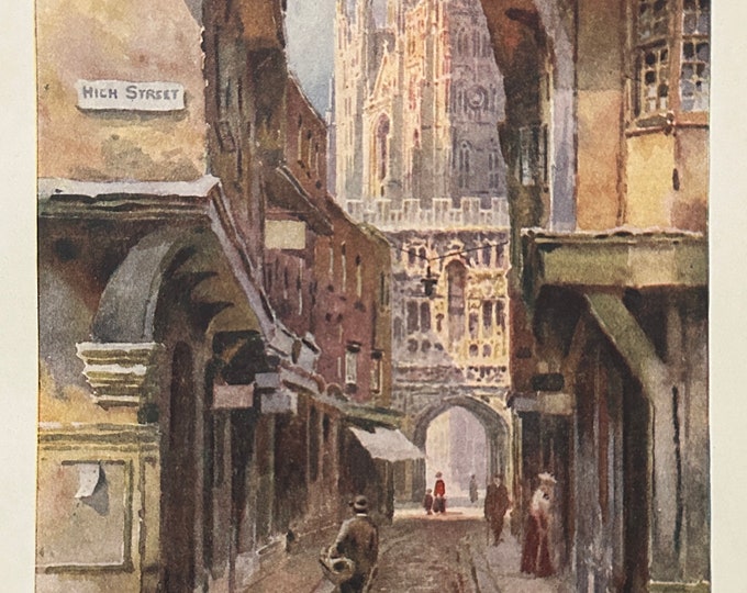 Canterbury Kent Mercury Lane Bontage Vintage Print Watercolour Painting ...