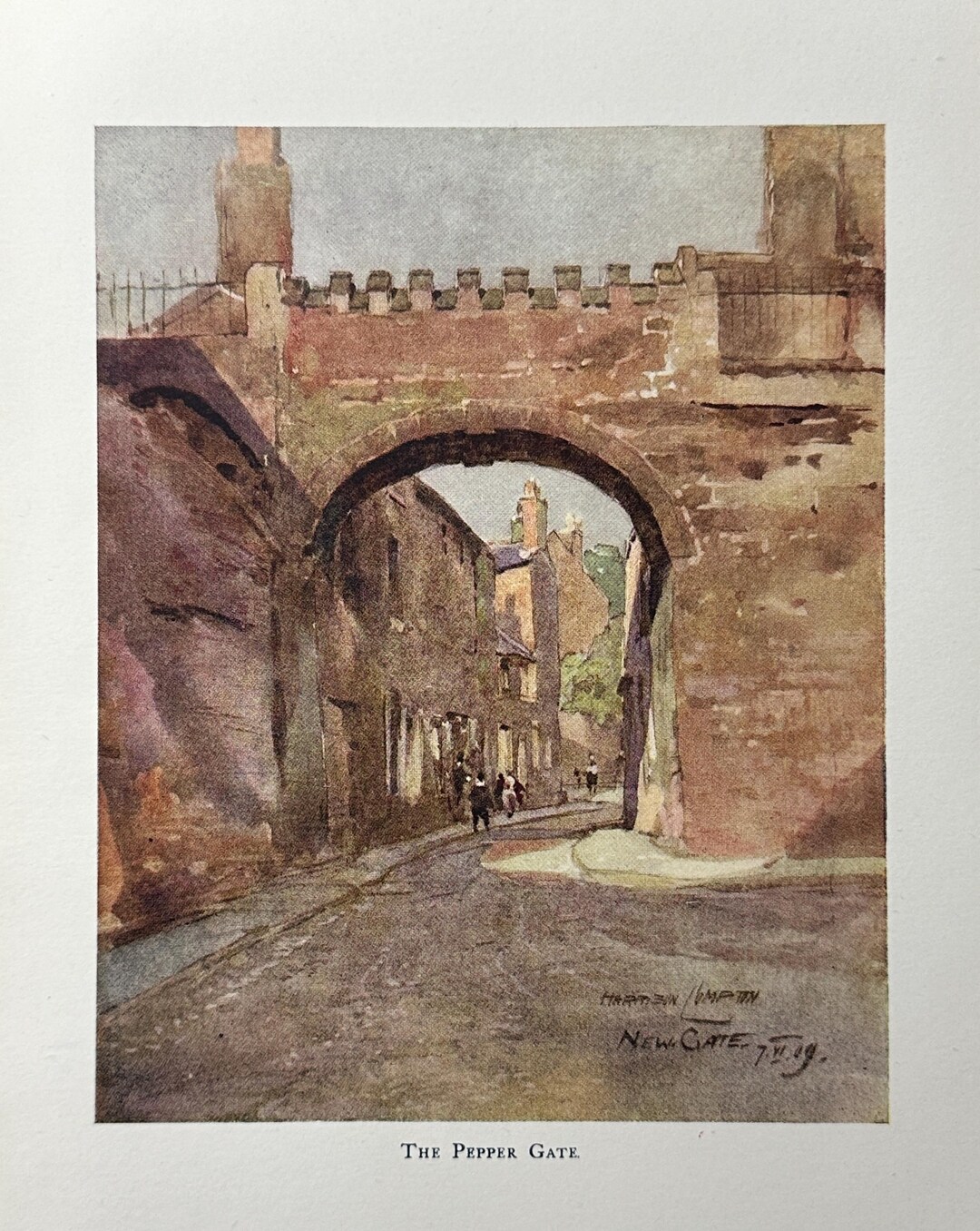 Chester Cheshire the Pepper Gate Vintage Print Watercolour Painting ...