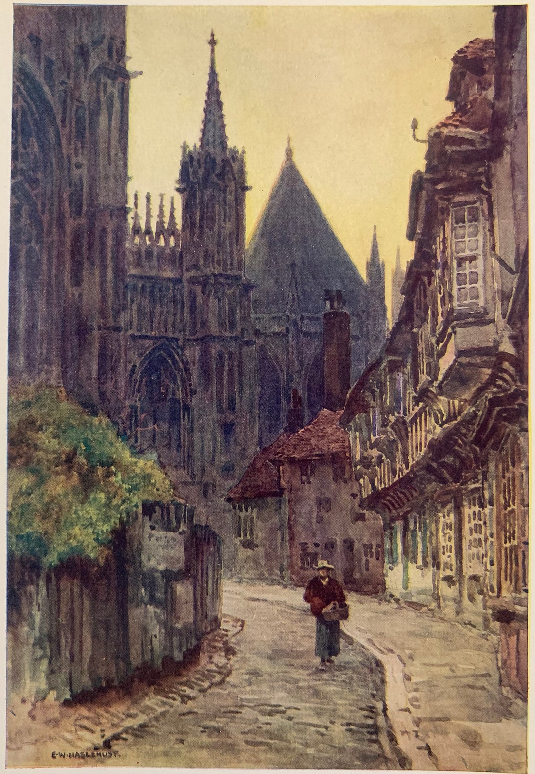 York Yorkshire York Minster From College Street Vintage Small Print ...