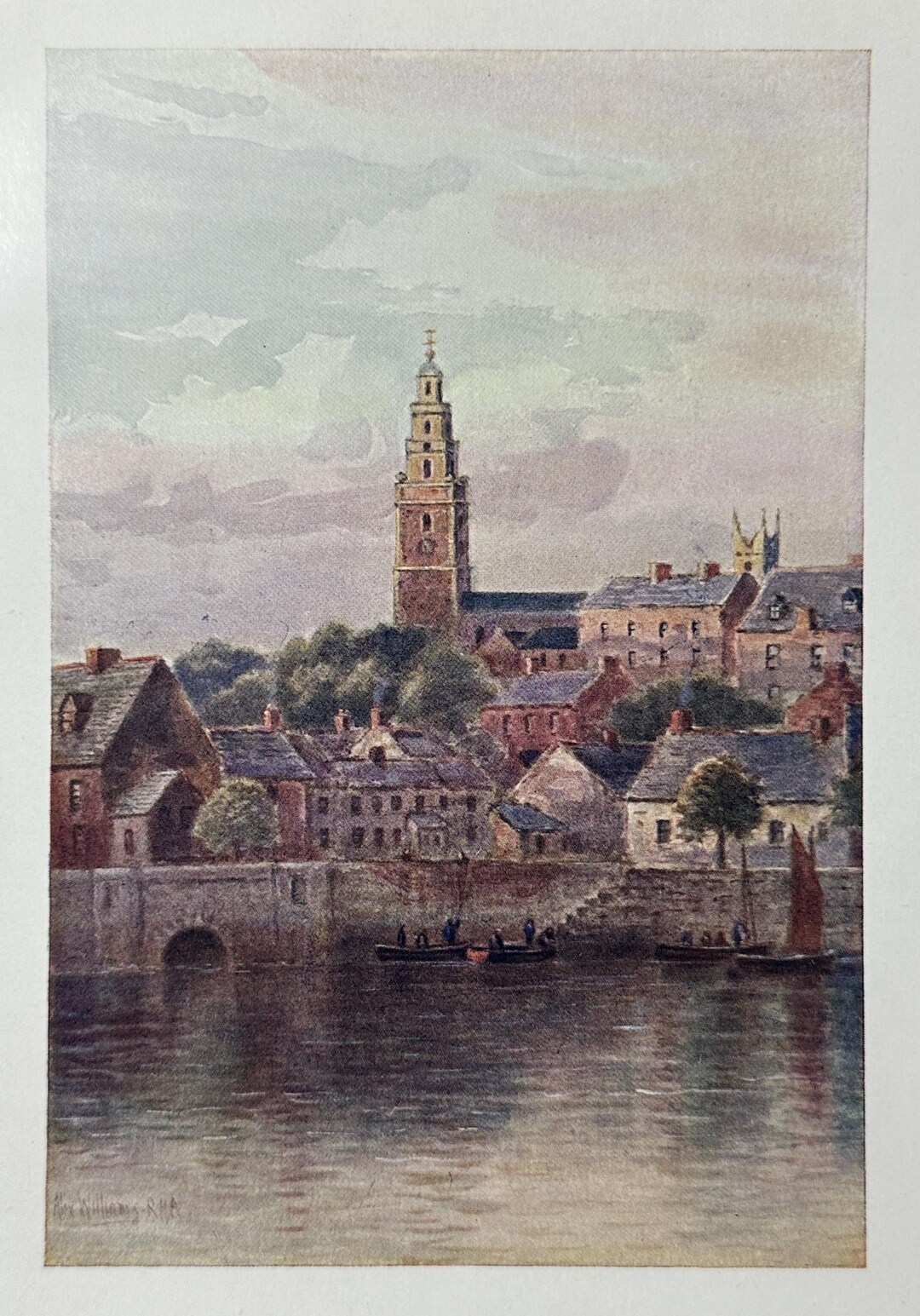 Munster Ireland Church of St Anne Cork From River Lee Vintage Small ...