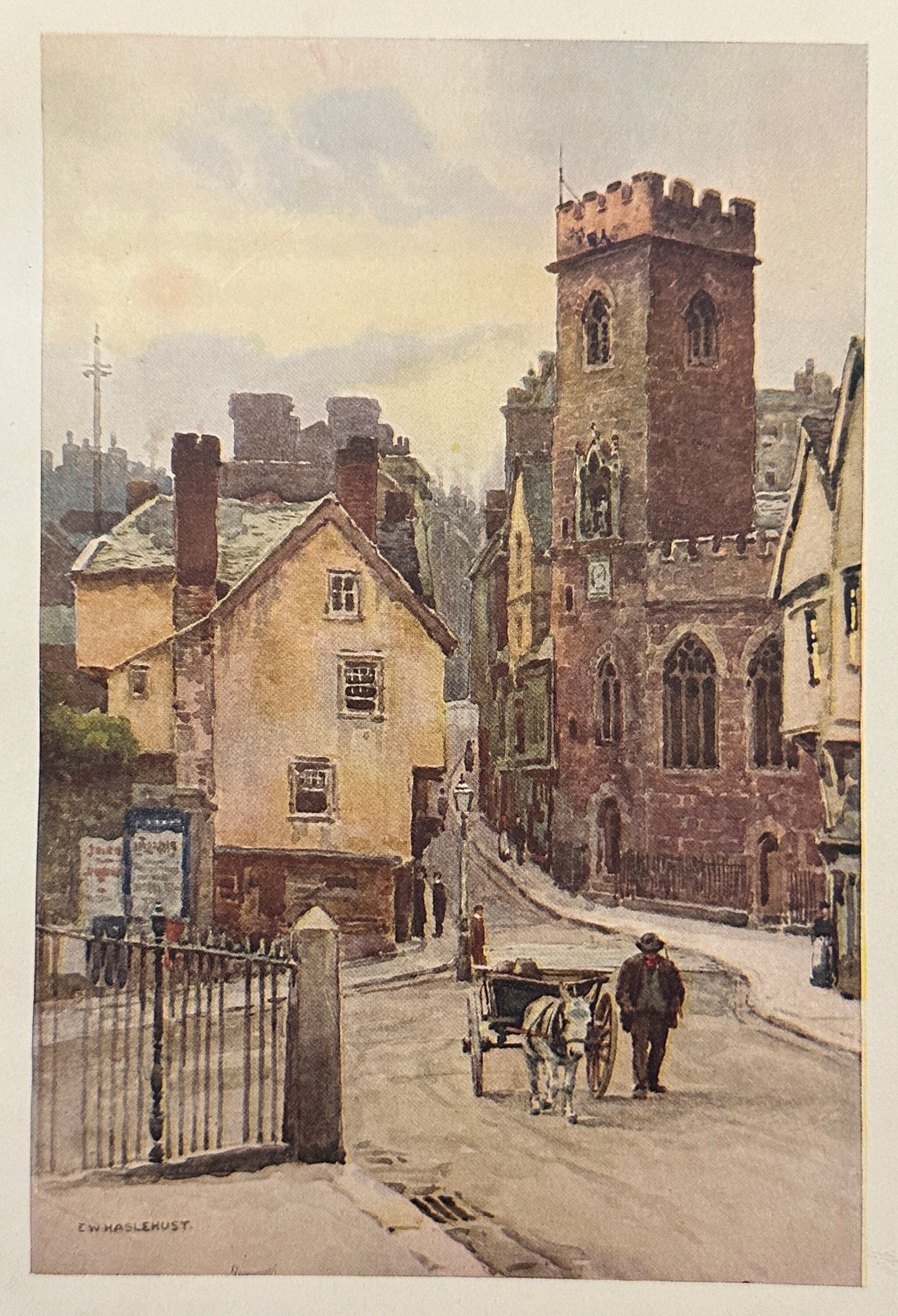 Exeter Devon St Mary Steps Vintage Print Watercolour Painting Art ...