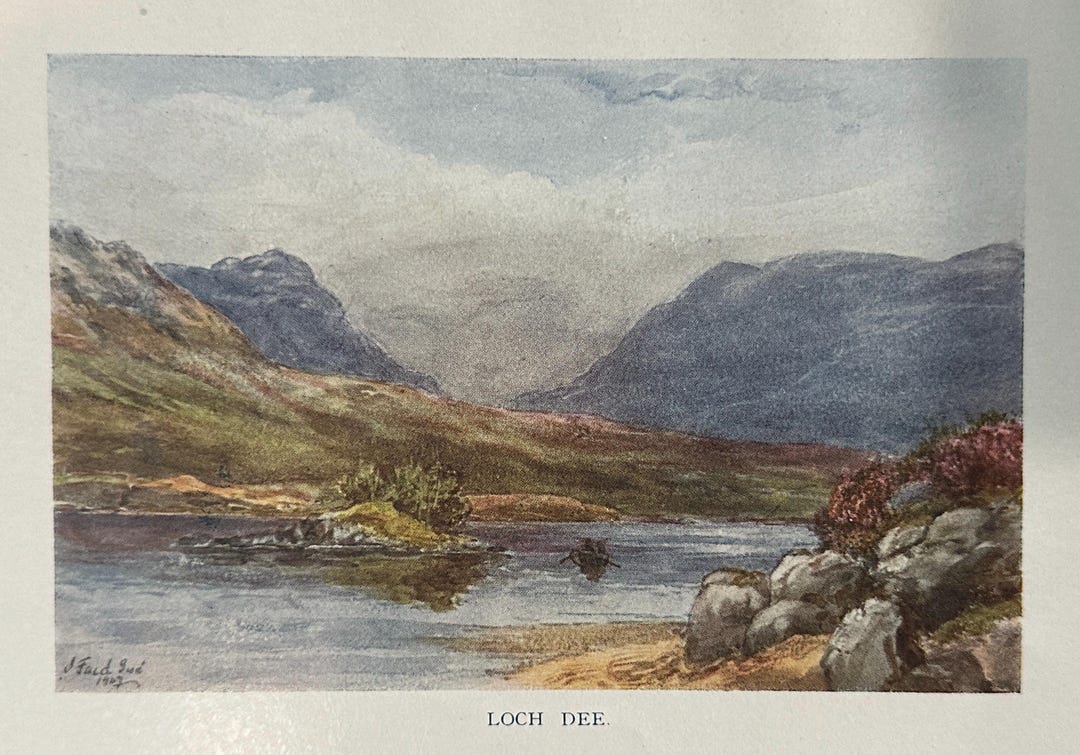 Galloway Scotland Loch Dee Vintage Small Print Watercolour Painting ...