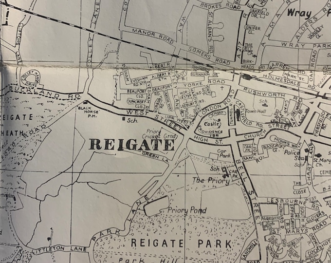 Vintage Street Map of Reigate and Redhill. Ideal for Collecting or ...