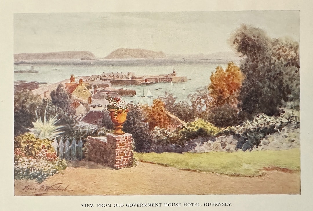 Channel Islands St Peter Port, Guernsey Vintage Print Watercolour ...