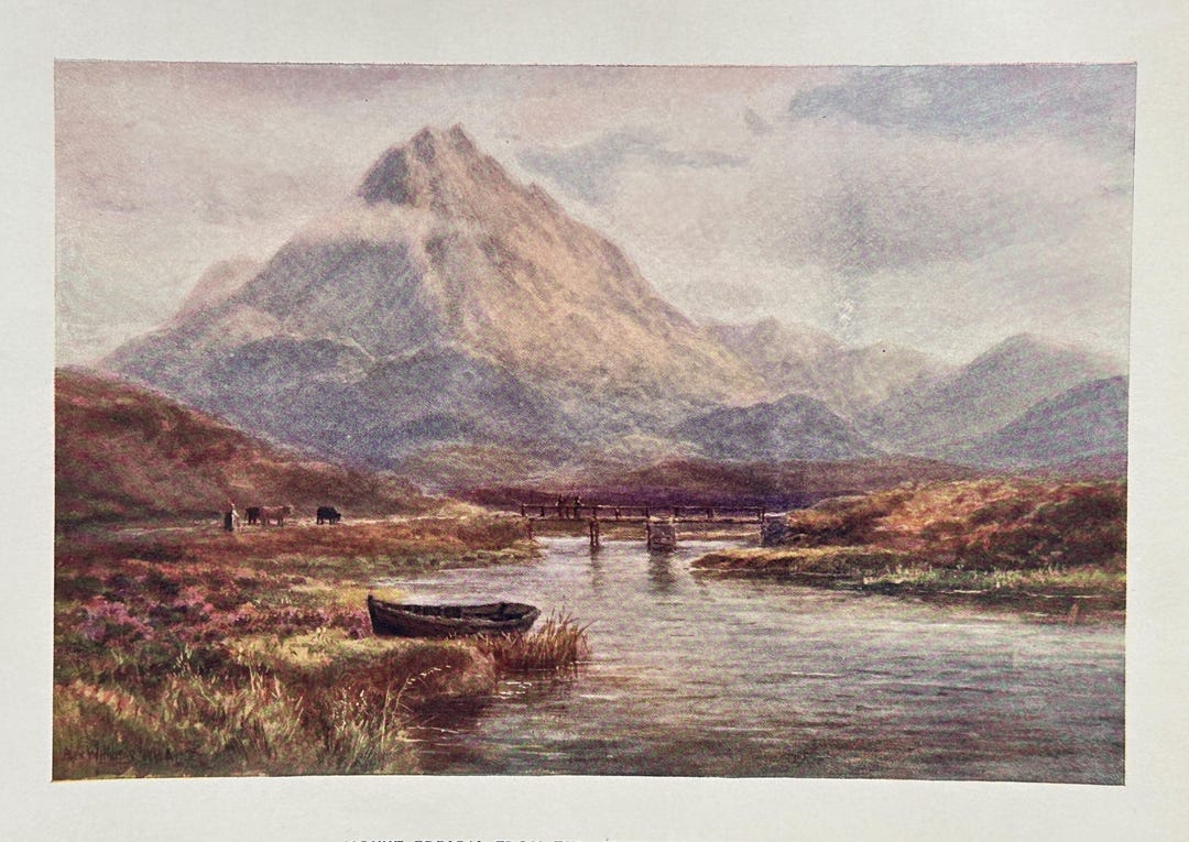 Ulster Ireland Mount Errigal From Gweedore River Vintage Small Print ...