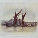 London Hay Barges Near Chelsea on River Thames Vintage Small Print ...