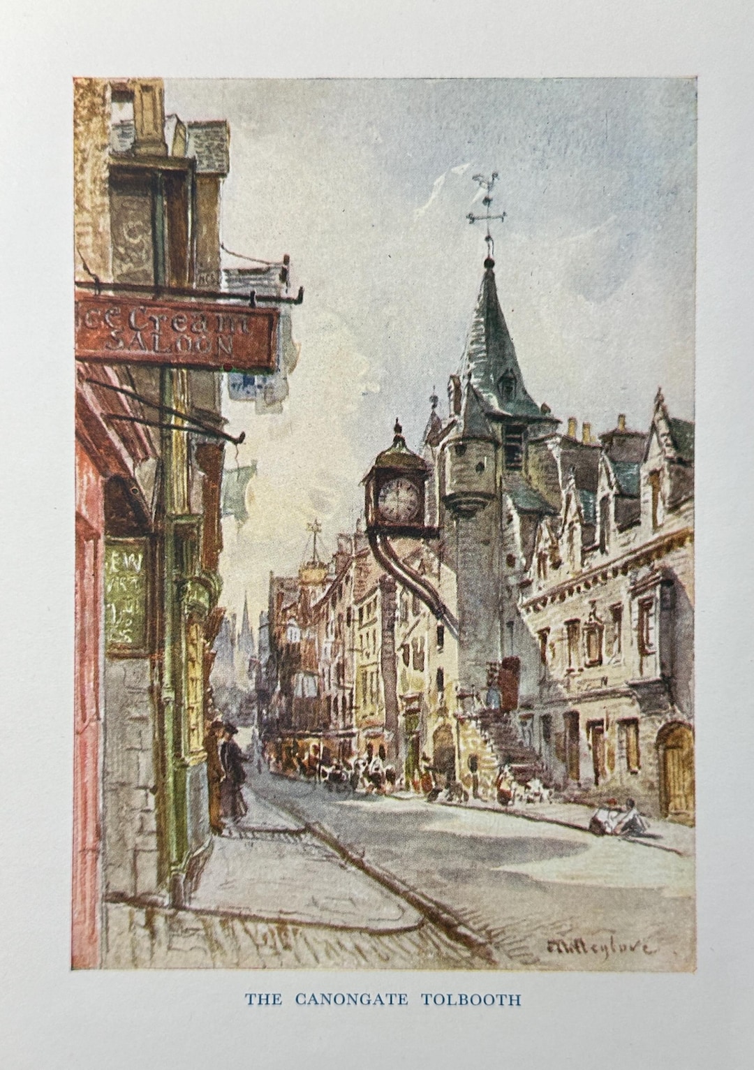Edinburgh Scotland the Canongate Tolbooth Vintage Print Watercolour ...
