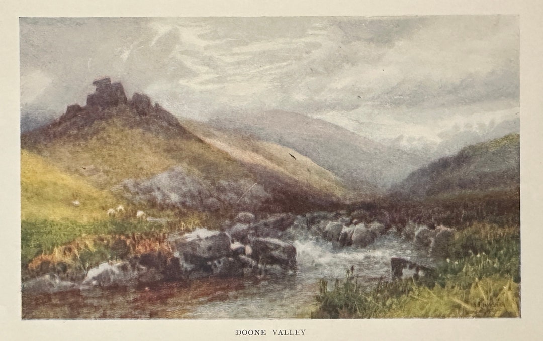 Devon Exmoor Doone Valley Vintage Print Watercolour Painting Art ...