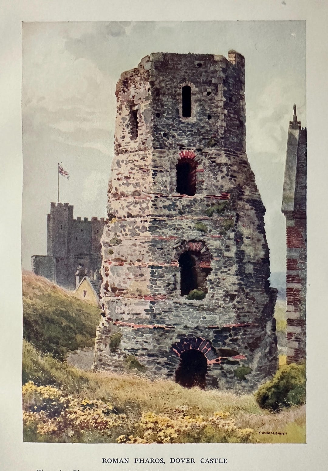 Dover Kent the Roman Pharos, Dover Castle Vintage Small Print ...