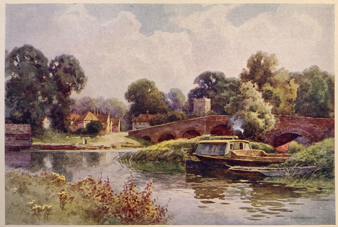 River Thames Vintage Print of Sonning by E W Haslehust Watercolour ...