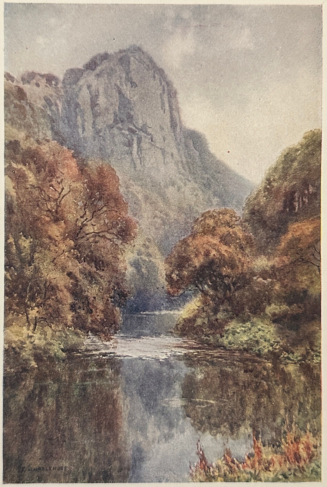 Peak District High Tor, Matlock Vintage Print Watercolour Painting ...