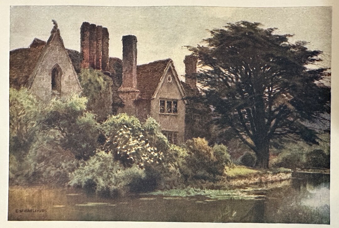 Hereford Brinsop Manor Vintage Print by E W Haslehust Watercolour ...