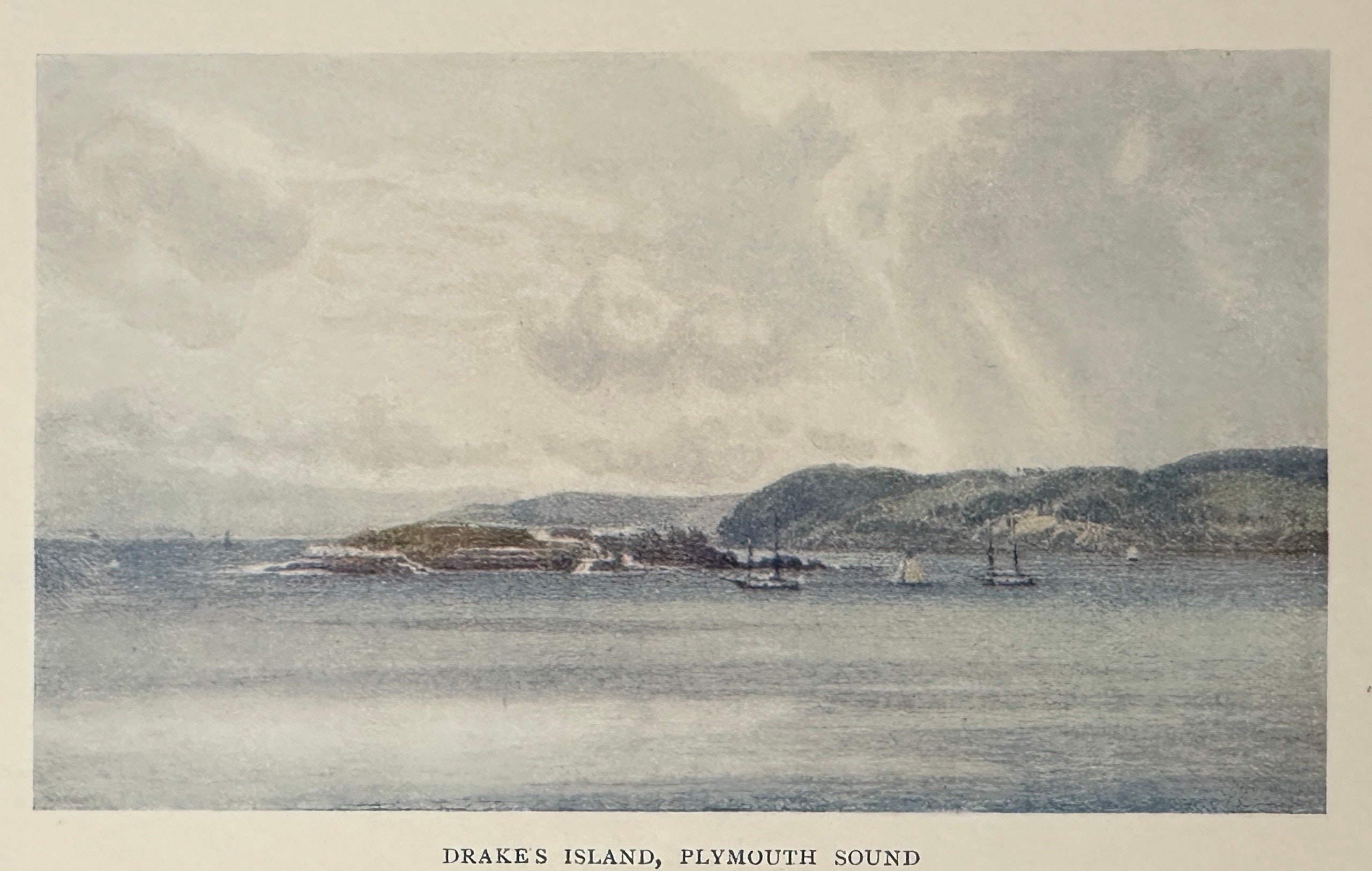 Devon Drakes Island, Plymouth Sound Original Vintage Print by Frederick ...
