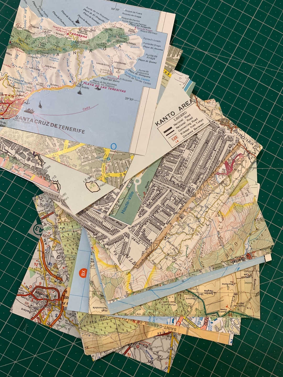 Map Scraps for Scrapbooking, Decoupage, Journaling. Pack of 25. 12.5cm ...