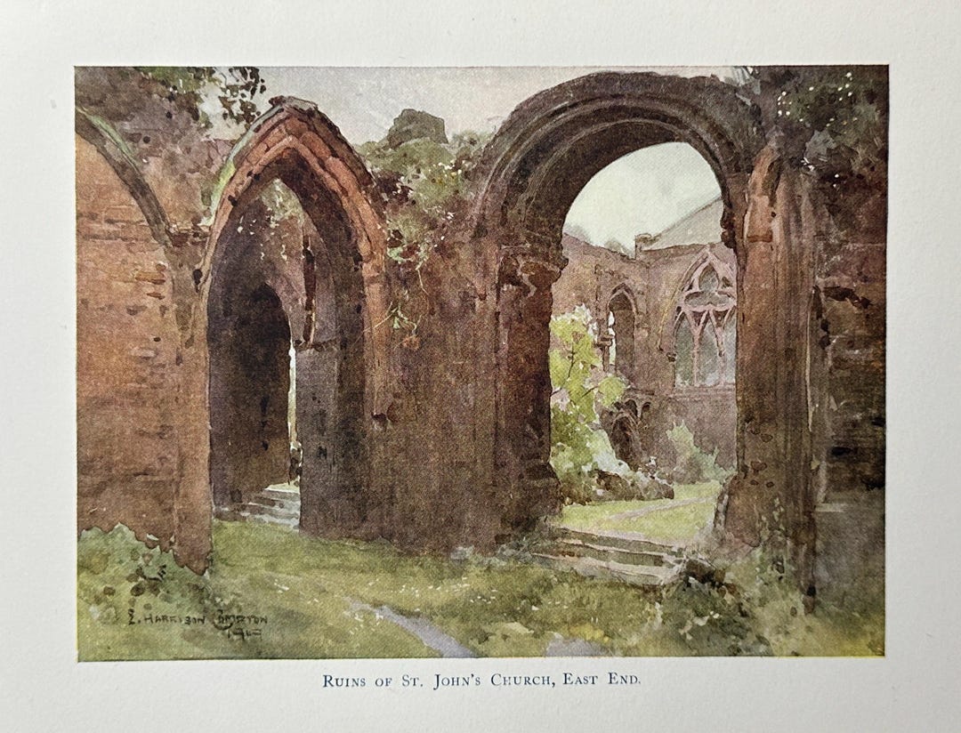 Chester Cheshire Ruins of St John's Church Vintage Print Watercolour ...