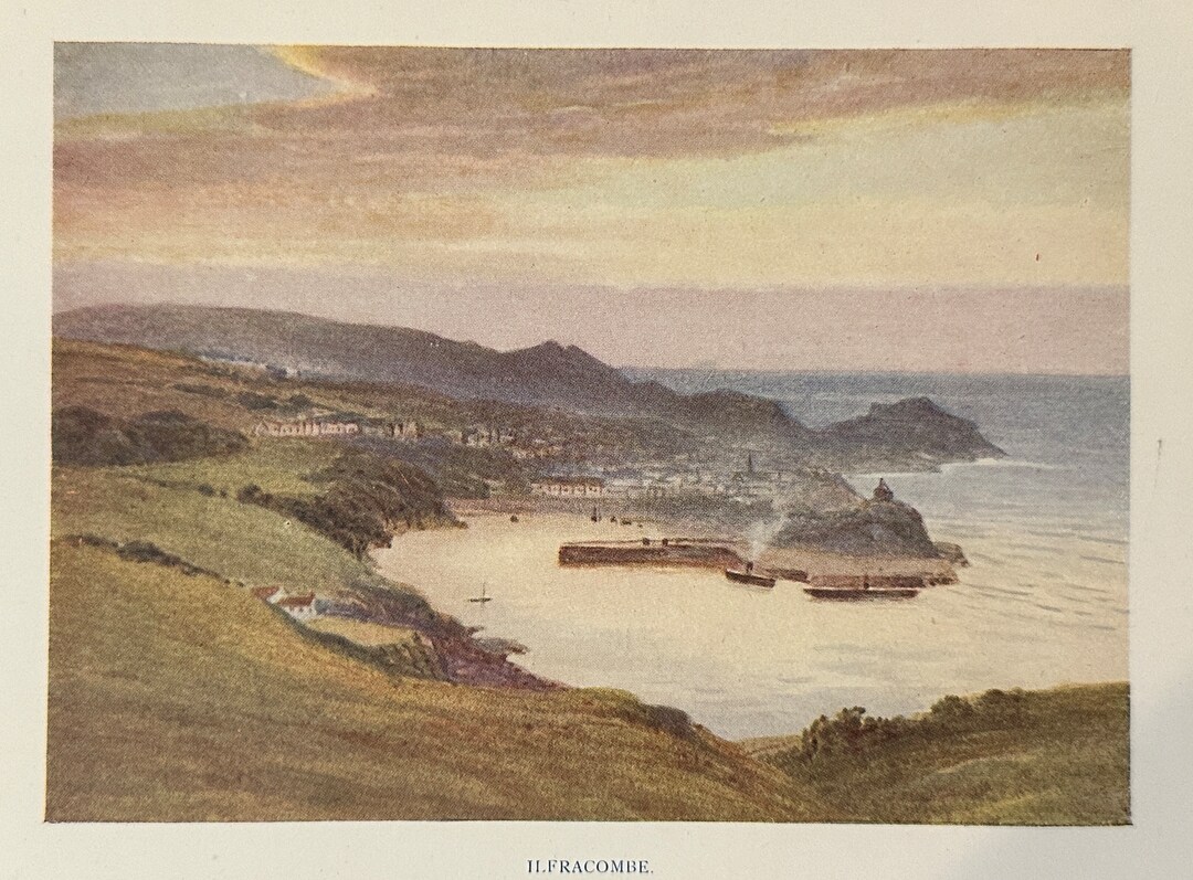 Devon Ilfracombe Vintage Print Watercolour Painting Art Antique Artwork ...