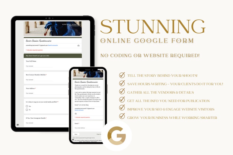 High School Senior Photoshoot Questionnaire Online Form - Etsy