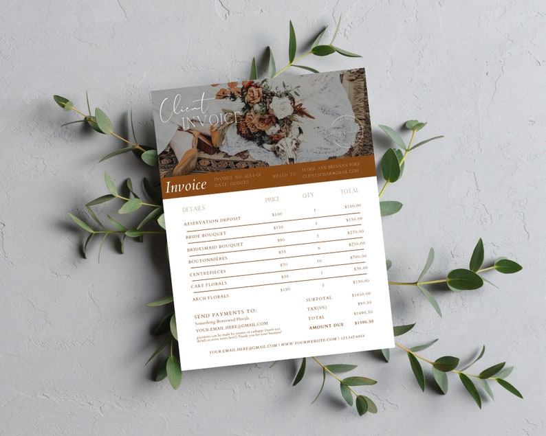 Florists Invoice, Florals Invoice, Invoice Template, Canva Template ...