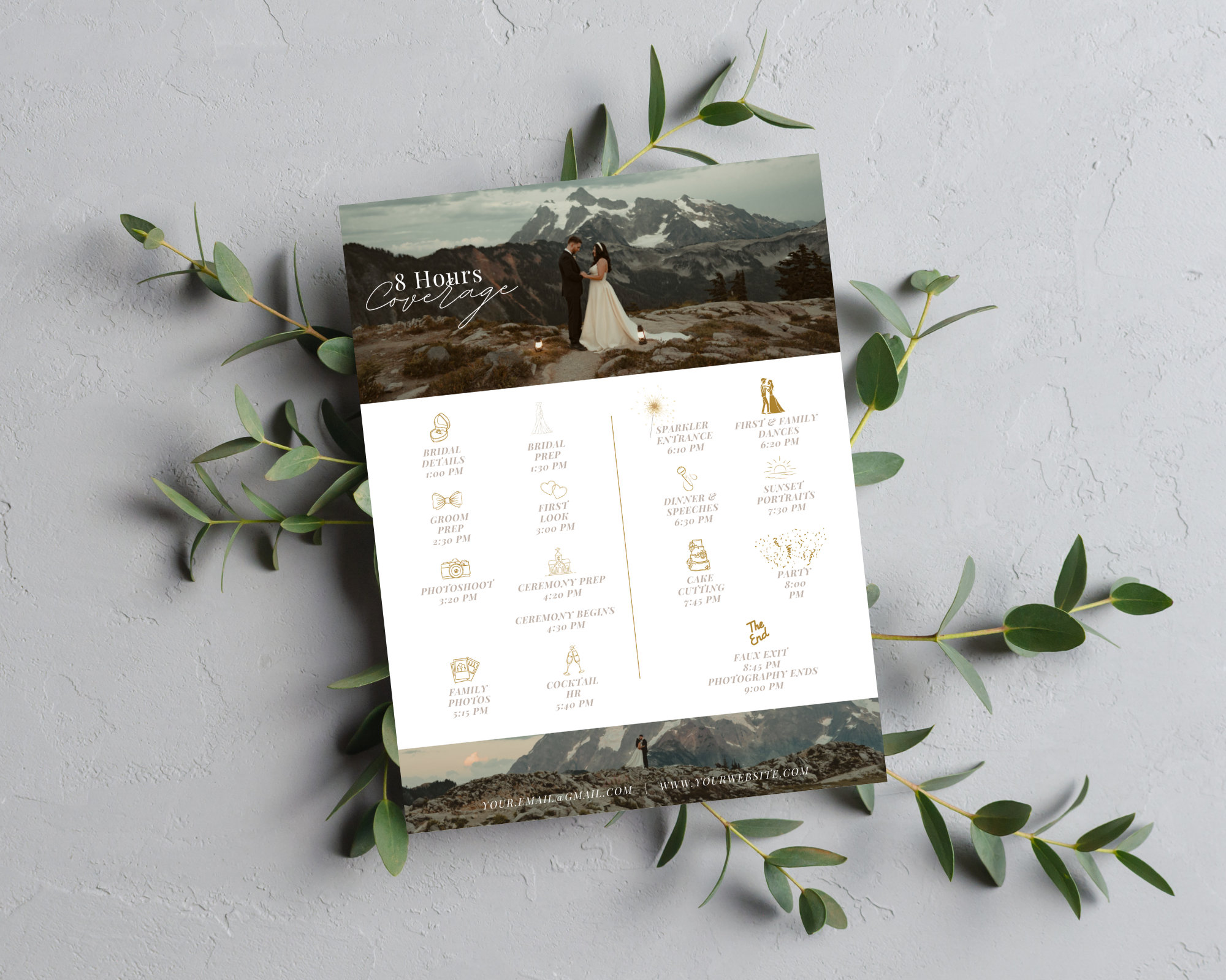 Canva Wedding Day Photography Timeline Schedule Guide Template ...