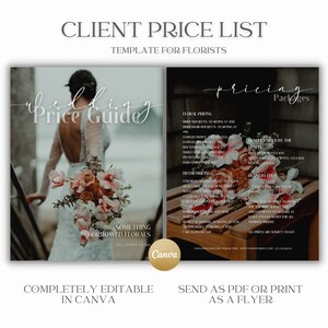Canva Pricing Guide for Wedding Flowers for Florists, Customizable ...