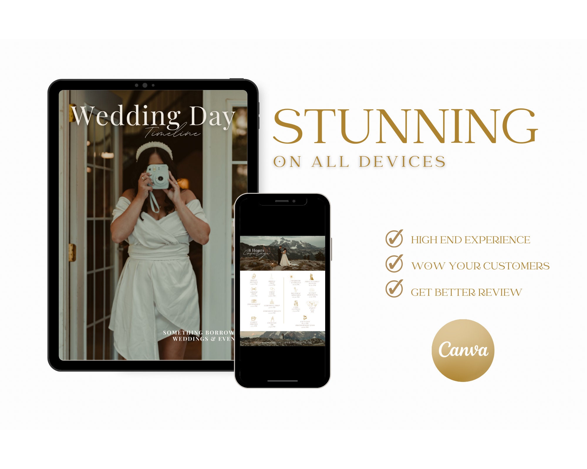 Canva Wedding Day Photography Timeline Schedule Guide Template ...