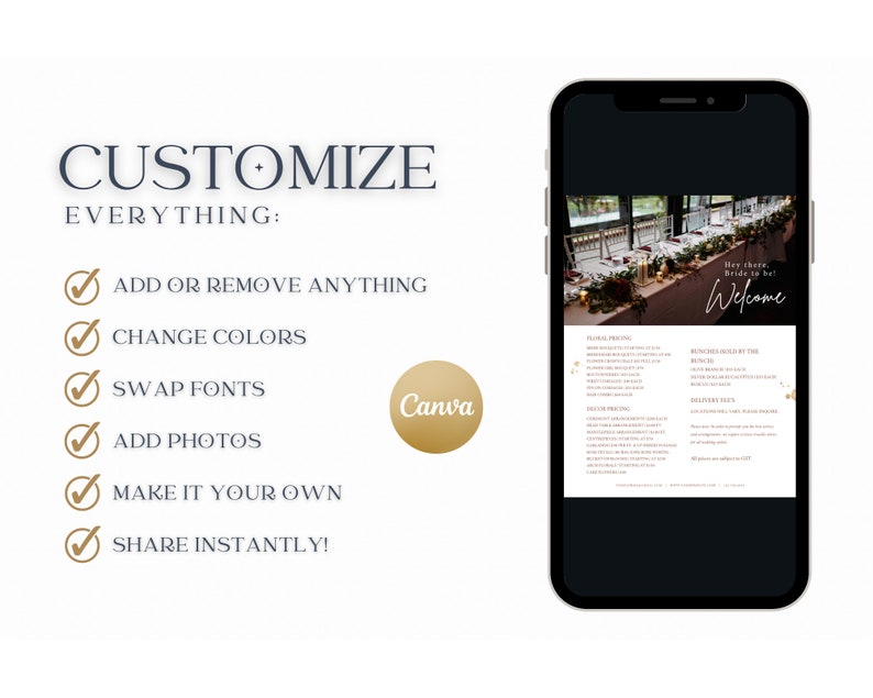 Canva Pricing Guide for Wedding Flowers for Florists, Customizable ...
