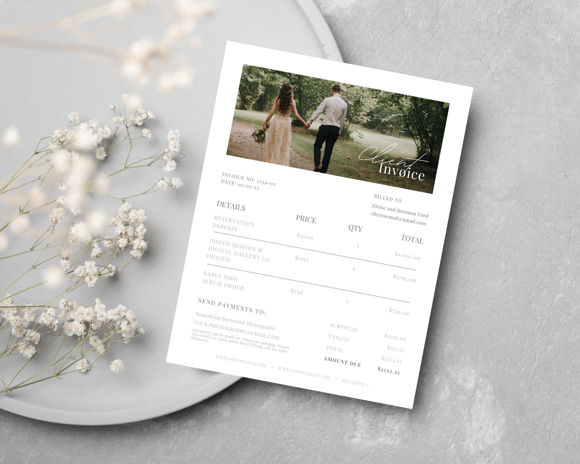 Photography Invoice, Photographer Invoice, Invoice Template, Canva ...