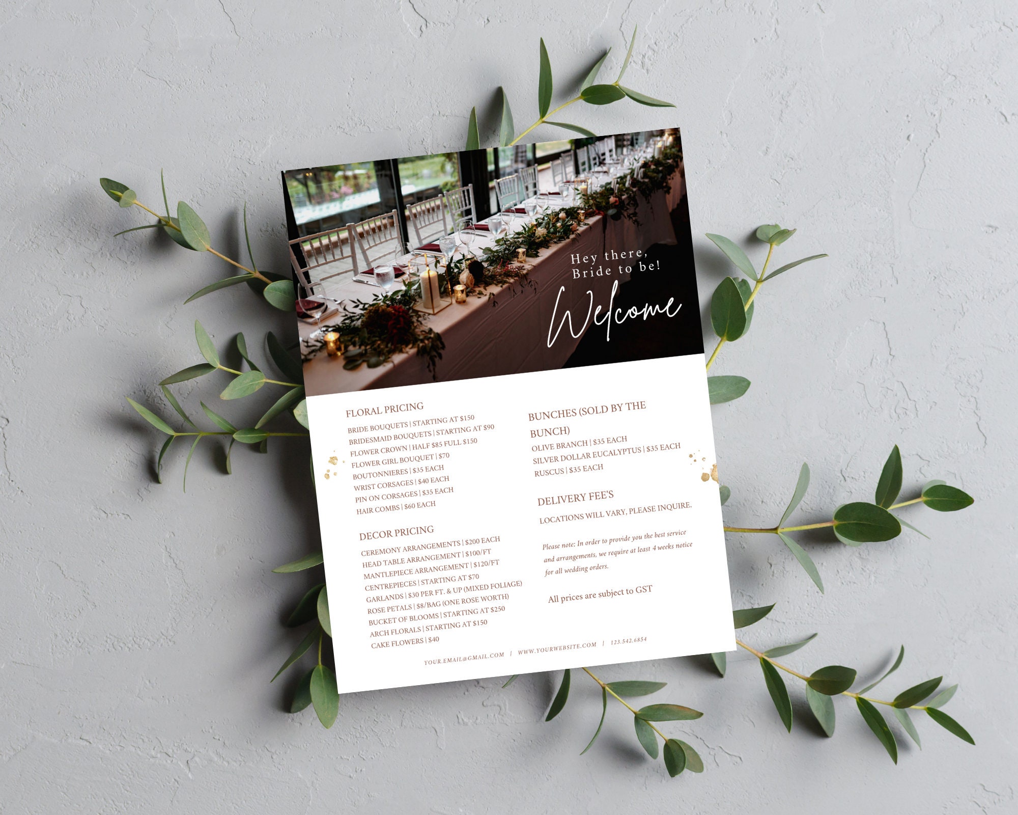Canva Pricing Guide for Wedding Flowers for Florists, Customizable ...