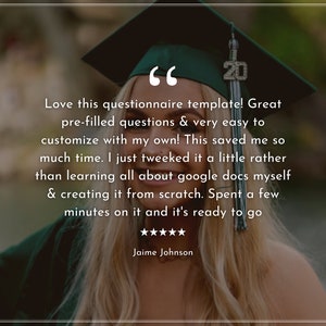 High School Senior Photoshoot Questionnaire - Online Form Questionnaire ...