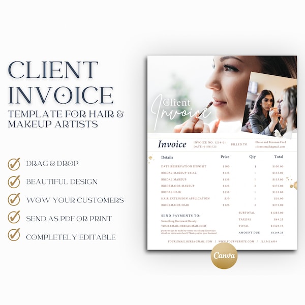 Makeup Artist Invoice Template - Etsy