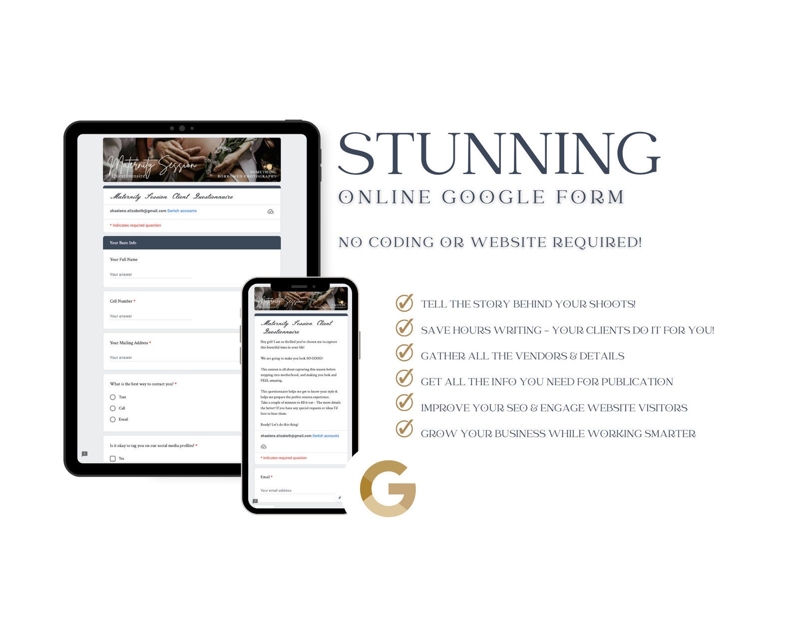 Maternity Photoshoot Questionnaire - Online Form Questionnaire, Drag ...