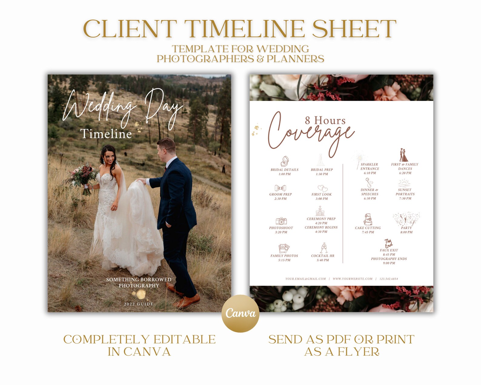 Canva Wedding Planner Day Timeline Schedule Guide Template ...