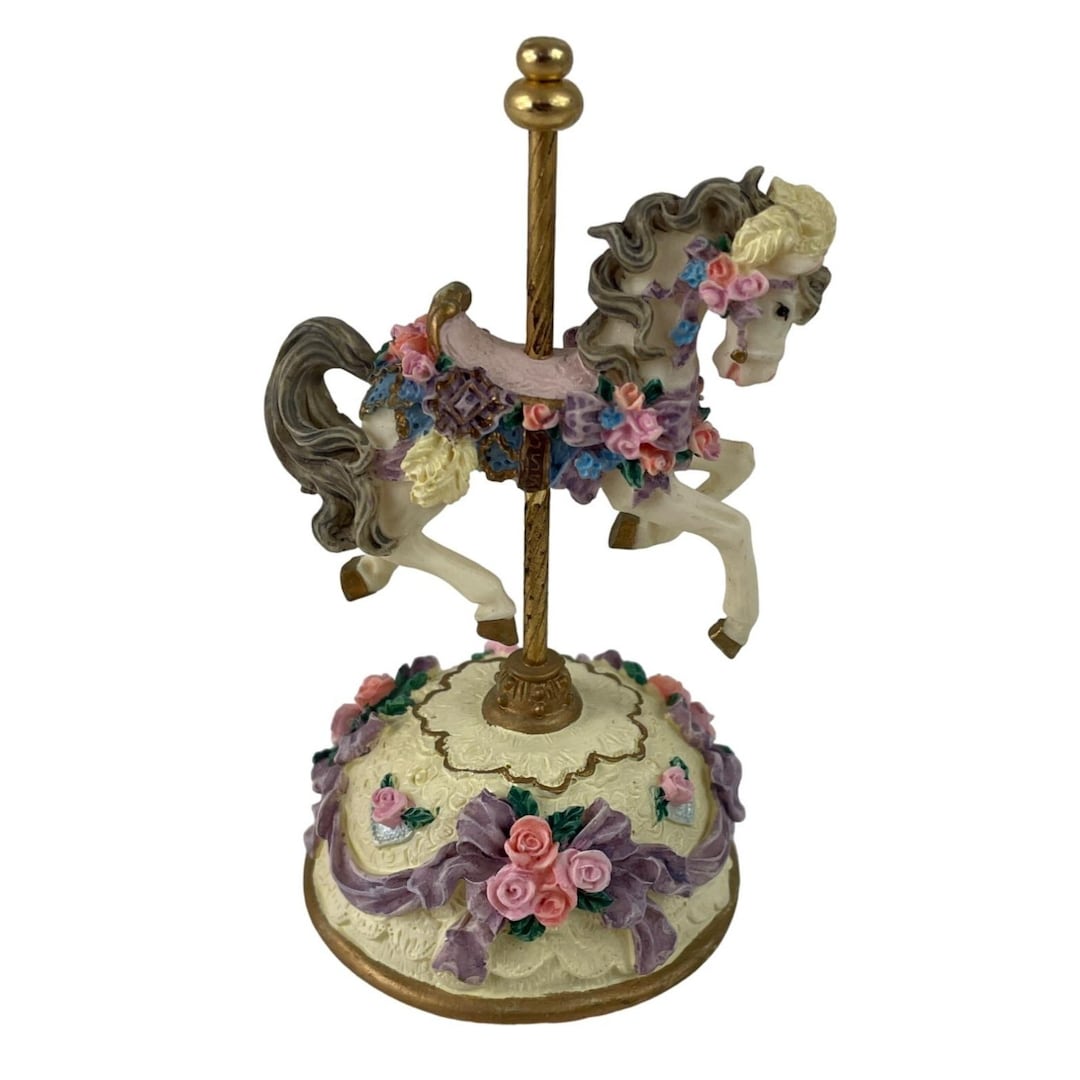 Westland Rose Carousel Horse Figurine Musical Plays My Favorite Things ...