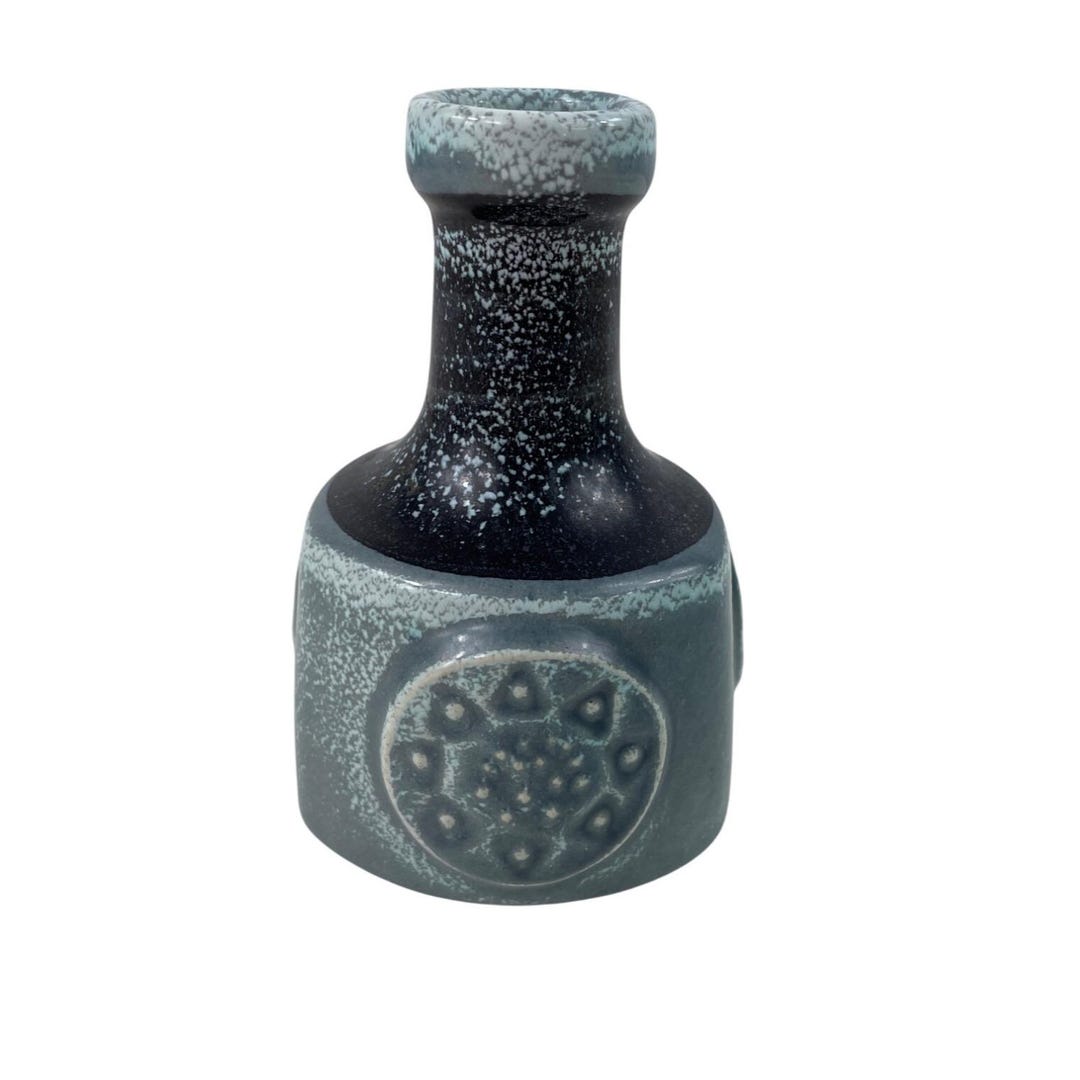 Ravnild Denmark Vintage Blue & Black Ceramic Vase With Embossed ...