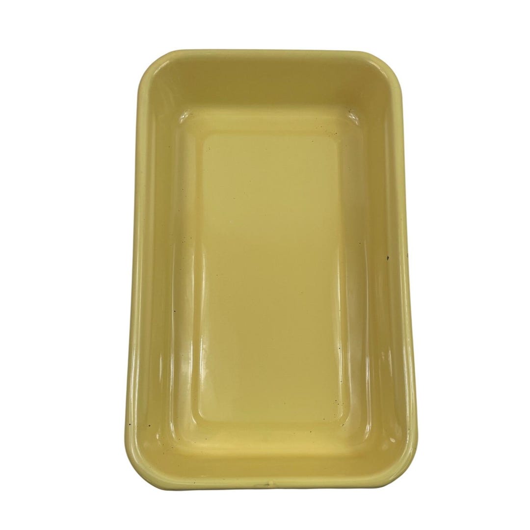 Vintage Yellow Enamelware Metal Dish Pan Baking 16x10x2.5 Rectangle ...