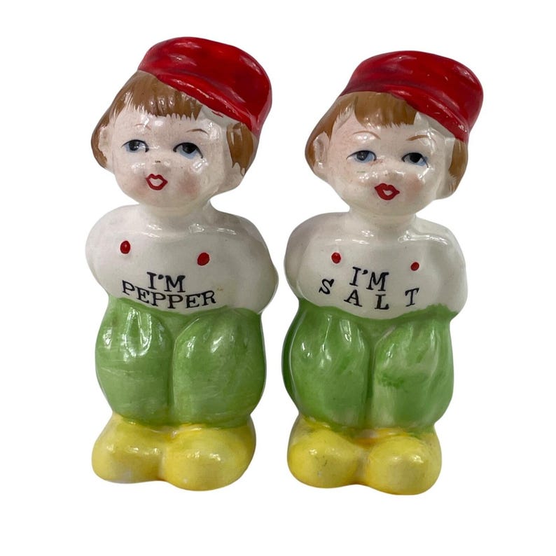 Vintage Dutch Children Salt & Pepper Shakers/ Part of Spice Rack -set ...