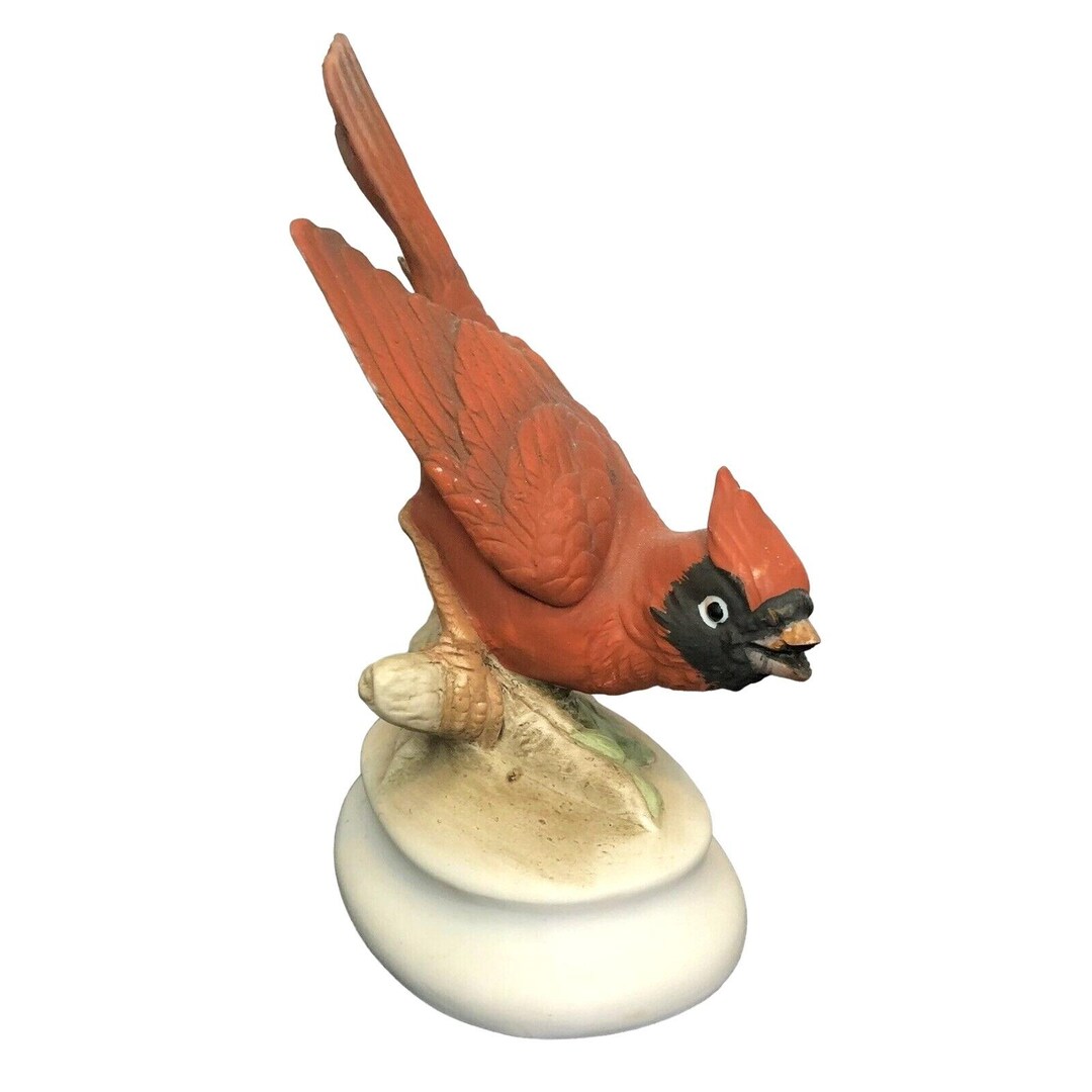 Lefton China Red Cardinal Bird KW395 Figurine Head Down Matte Finish - Etsy