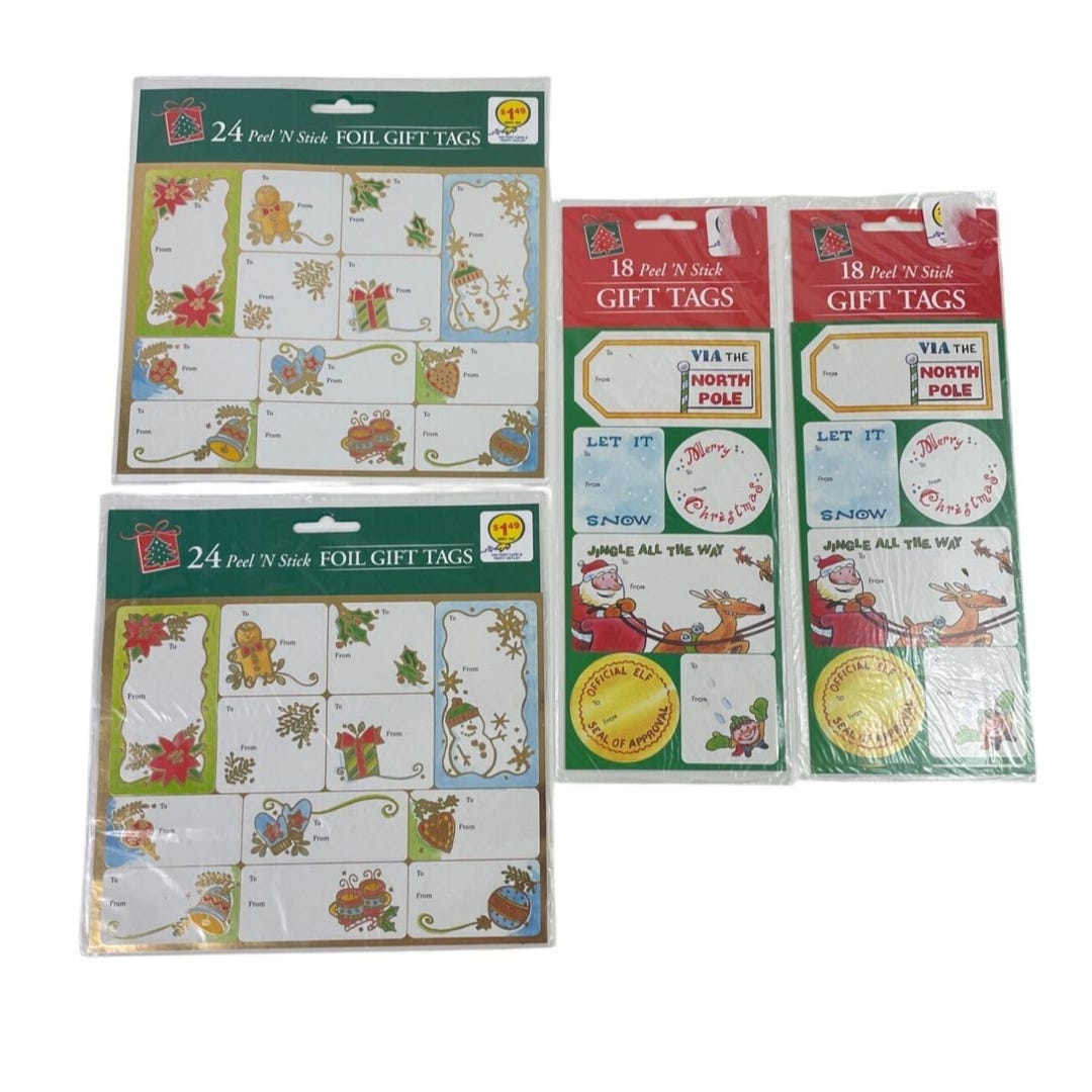 Paper Magic Group Lot of 4 Christmas Gift Tag Packs 48 Foil 36 Elf ...