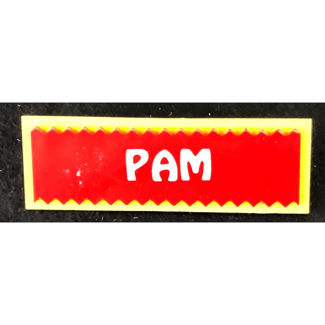 Vintage Yellow & Red Employee Name Tag PAM Pinback Button 2 - Etsy