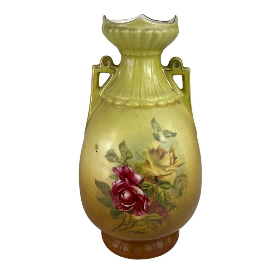 Antique Bohemian Art Nouveau Handled Urn Bud Vase Tall Cottagecore ...