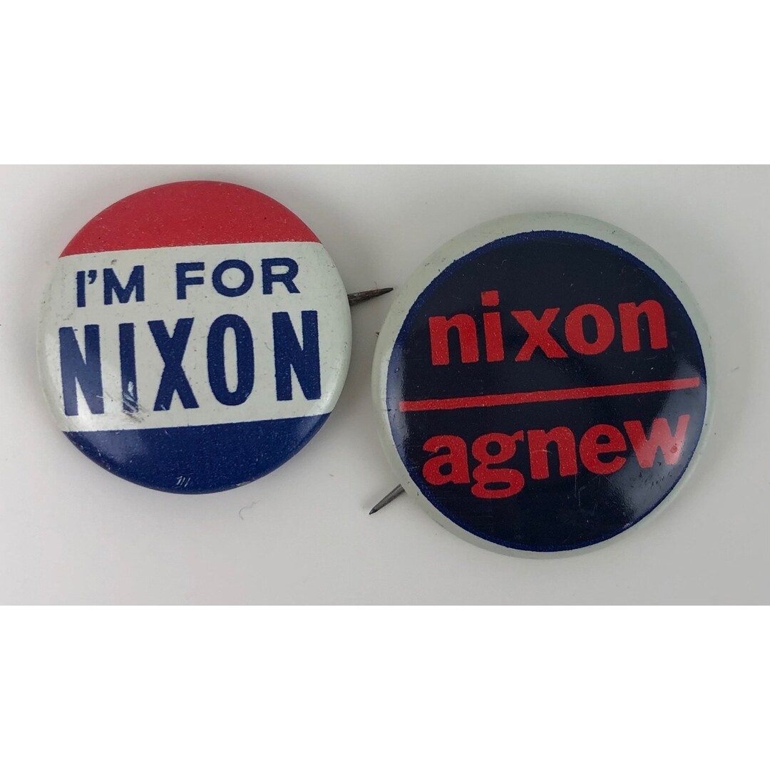 Vintage Nixon Political Buttons Set of 2-nixon/agnew & I'm for Nixon ...