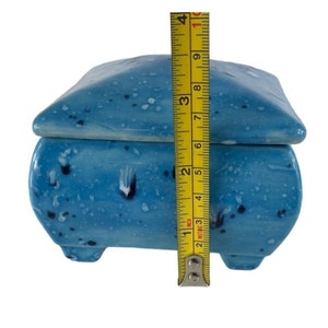 Vintage Blue Speckled Lidded Ceramic Footed Trinket Box - Etsy