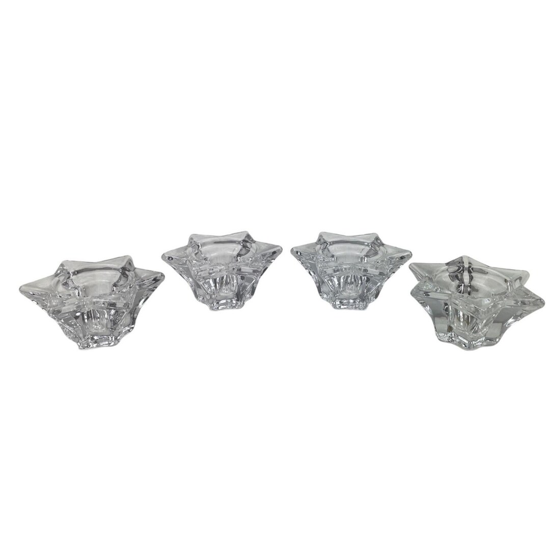 Set of 4 Star-shaped Clear Glass Candle Holders Taper & Tealight/votive ...